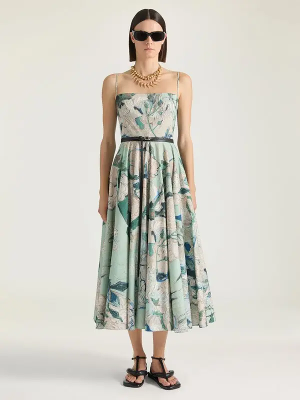 Givenchy Sliced Long Dress In Roses Print Poplin