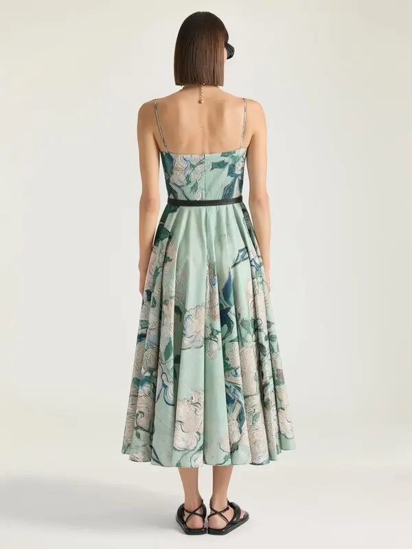 Givenchy Sliced Long Dress In Roses Print Poplin