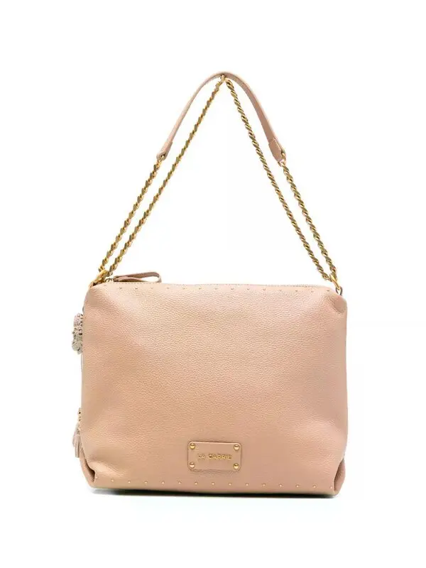 LA CARRIE Studs-embellished Shoulder Bag - Neutrals