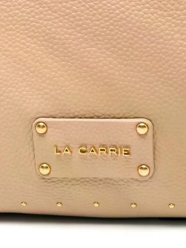 LA CARRIE Studs-embellished Shoulder Bag - Neutrals