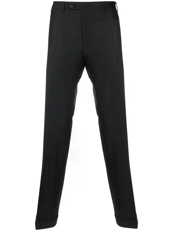 Canali Straight-leg Wool Tailored Trousers - Black