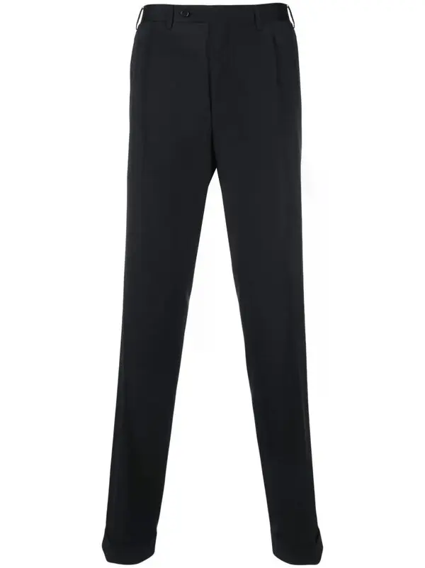 Canali Straight-leg Wool Tailored Trousers - Blue
