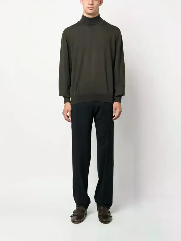 Canali Straight-leg Wool Tailored Trousers - Blue