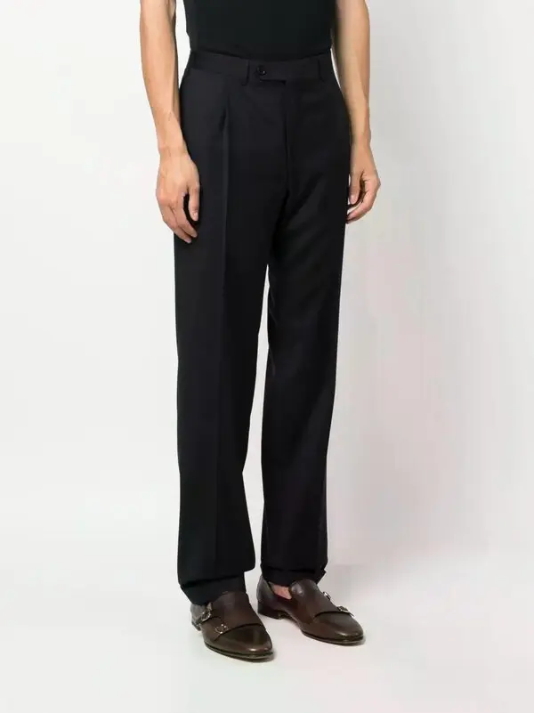 Canali Straight-leg Wool Tailored Trousers - Blue