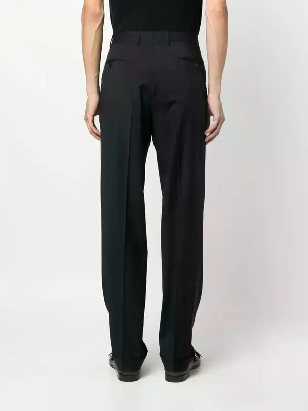 Canali Straight-leg Wool Tailored Trousers - Blue
