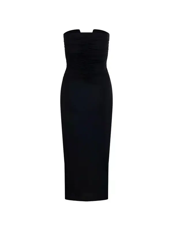 AMAZUIN Ruched Strapless Midi Dress