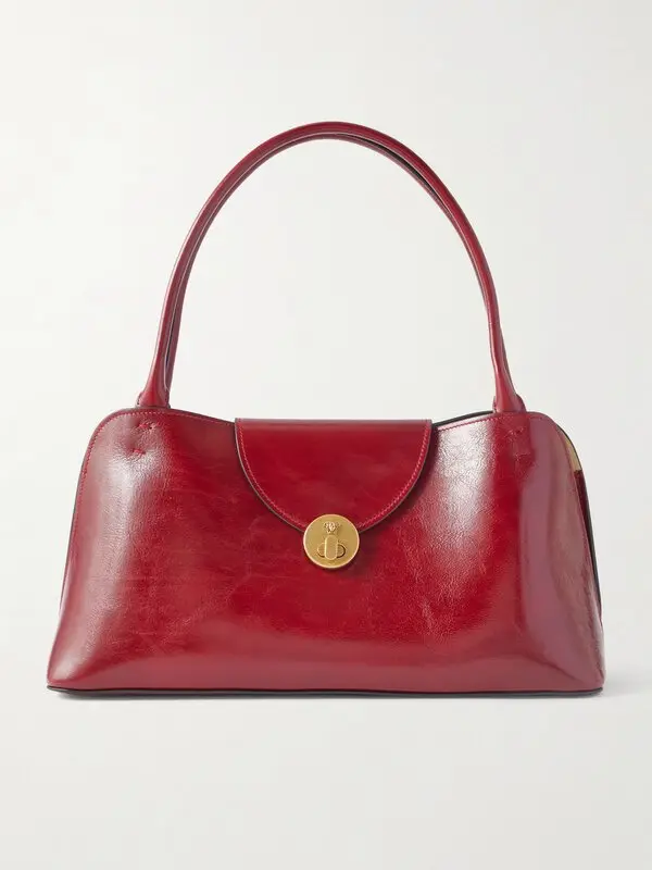 Versace Vivian Medium Glossed-leather Shoulder Bag - Red
