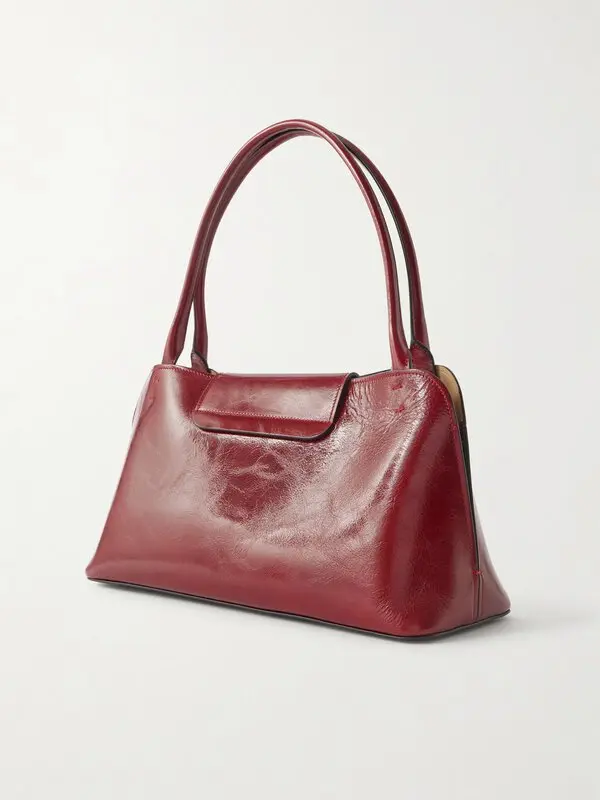 Versace Vivian Medium Glossed-leather Shoulder Bag - Red