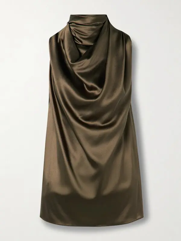 Altuzarra Sleary Draped Silk-satin Top - Green