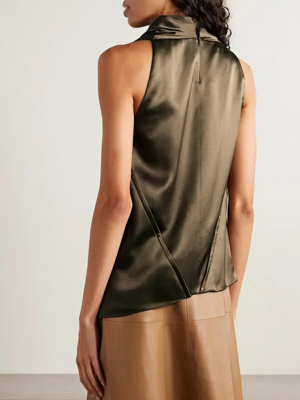 Altuzarra Sleary Draped Silk-satin Top - Green