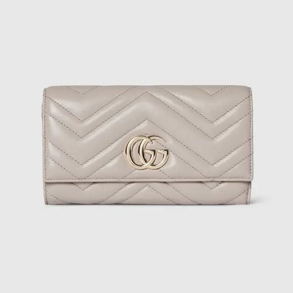 Gucci Gg Marmont Continental Wallet Leather - Grey