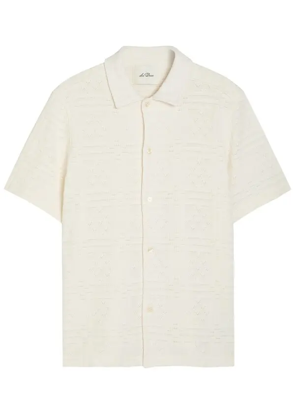 LES DEUX Hector Pointelle Knit Shirt - Ecru