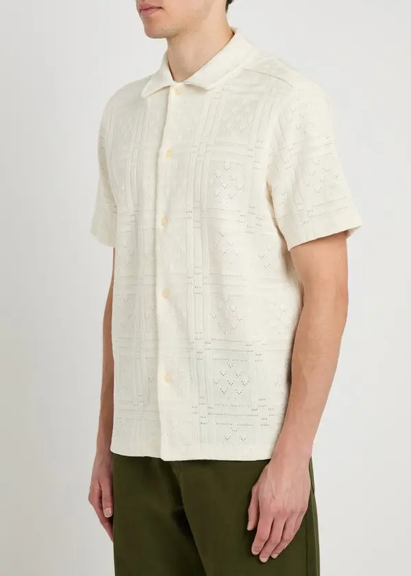 LES DEUX Hector Pointelle Knit Shirt - Ecru