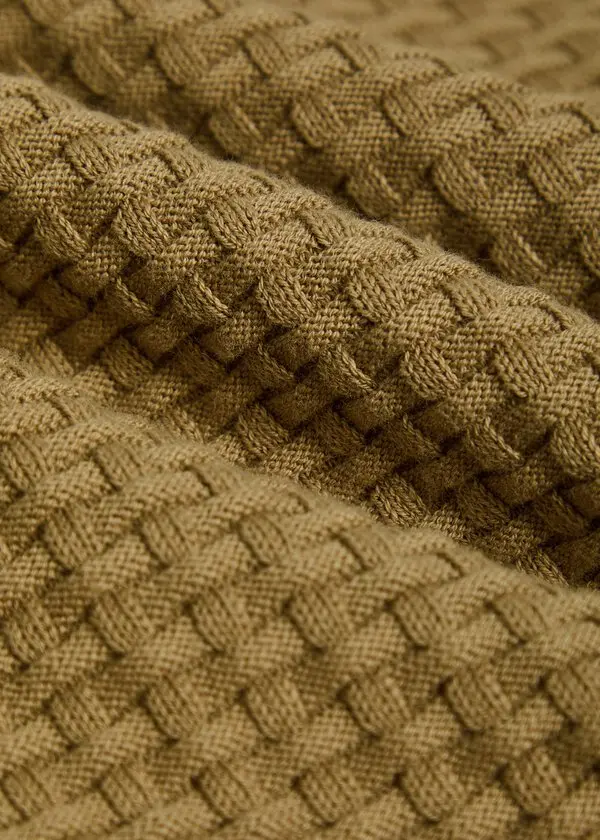 BOSS Textured Half-zip Cotton Jumper - Khaki