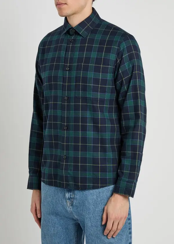 LES DEUX Lennon Checked Cotton Overshirt