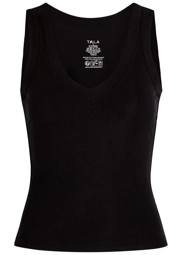 TALA Ribbed V-neck Stretch-modal Vest
