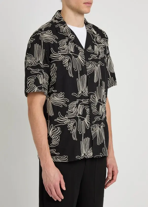 LES DEUX Liam Embroidered Cotton-blend Shirt