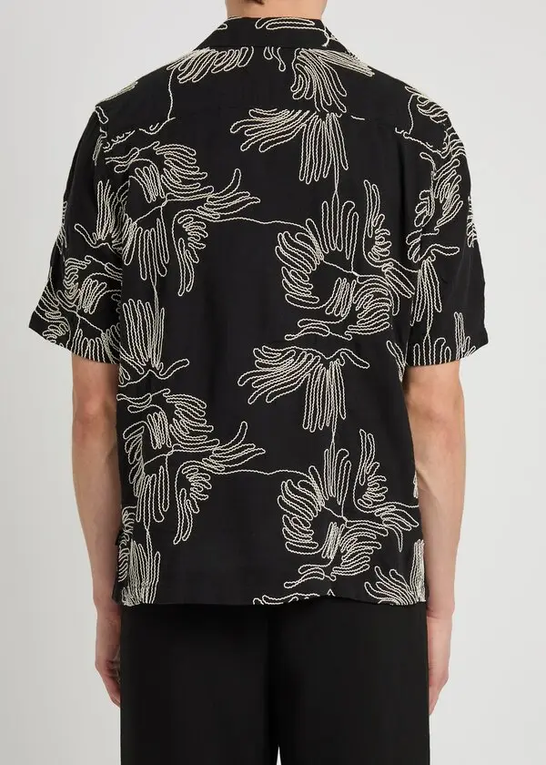 LES DEUX Liam Embroidered Cotton-blend Shirt
