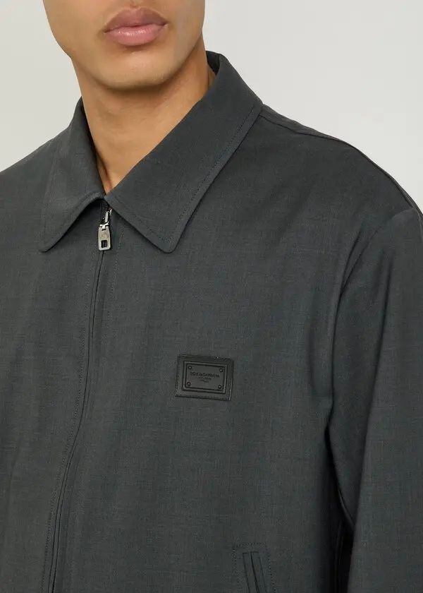 Dolce & Gabbana Logo-appliquéd Wool-blend Jacket - Grey