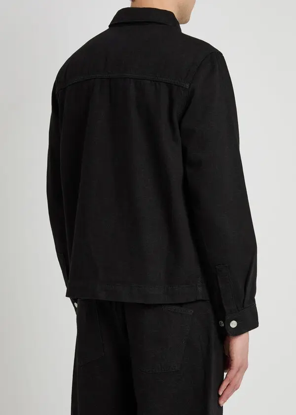 LES DEUX Layton Subtle Flower Print Denim Jacket