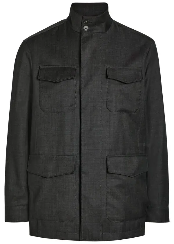 Canali Funnel-neck Wool Jacket
