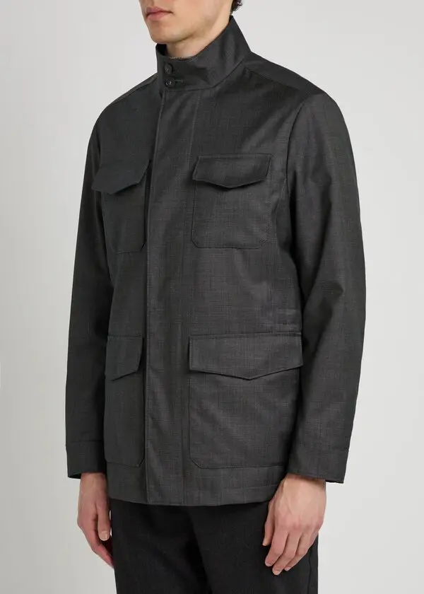 Canali Funnel-neck Wool Jacket
