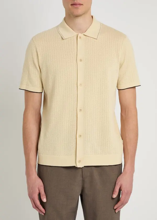 Nn07 Nalo Textured-knit Cotton Shirt - Beige