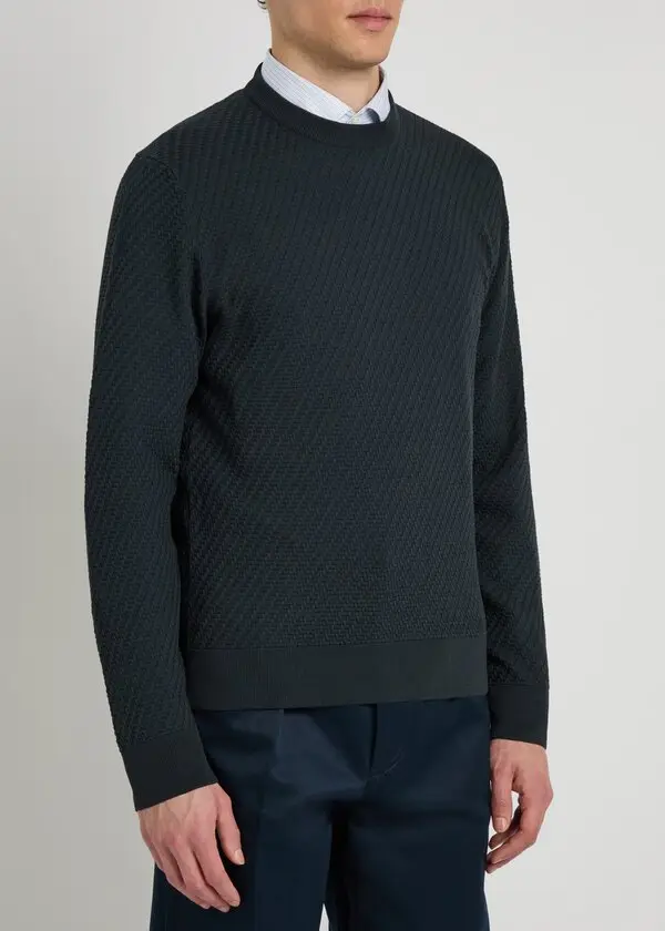 Canali Textured Cotton-blend Jumper