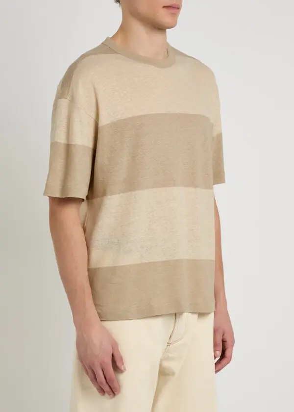 You Must Create Triplet Striped Cotton-knit T-shirt - Beige