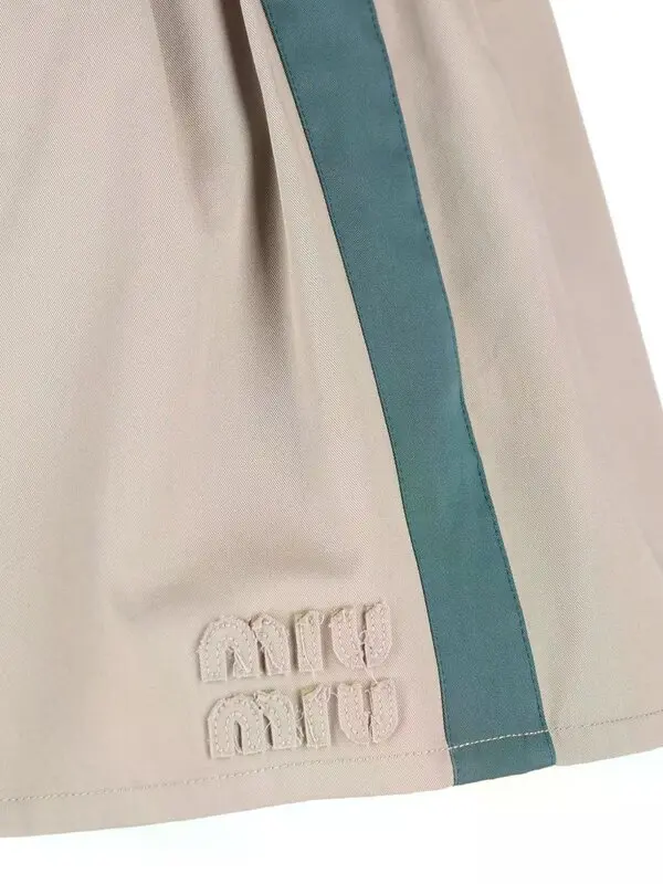 Miu Miu Washed Twill Mini Skirt With Racing Stripes