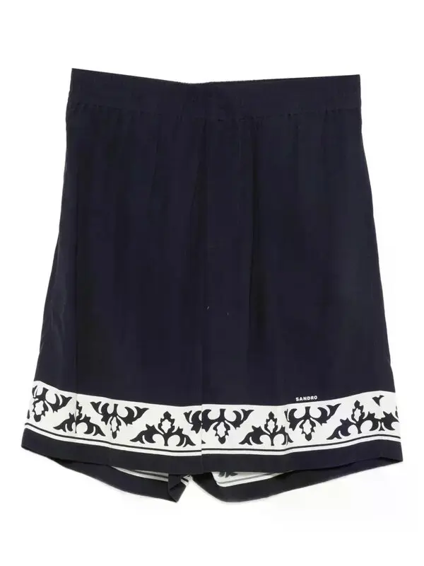 Sandro Contrast Pattern Flowy Shorts - Blue
