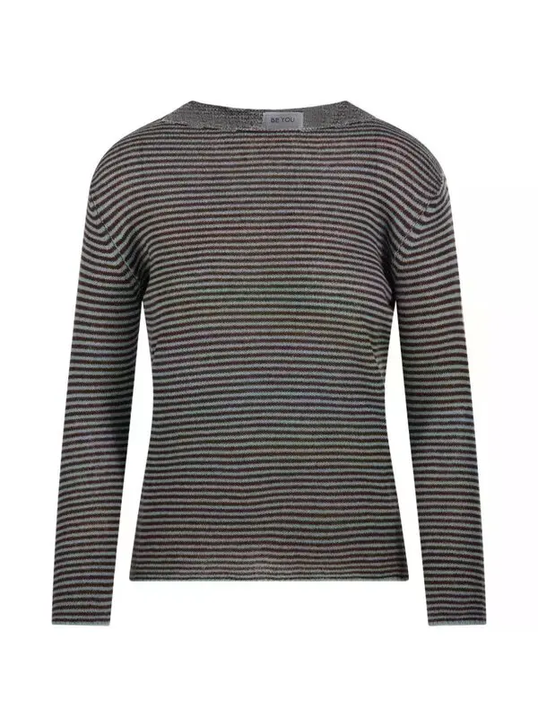 BEYOU Striped Sweater - Brown
