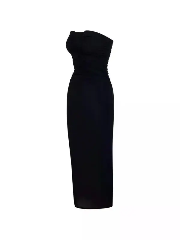 AMAZUIN Ruched Strapless Midi Dress