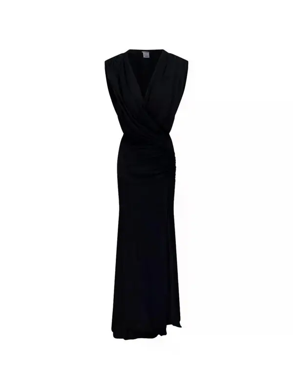 AMAZUIN Draped Maxi Dress - Black