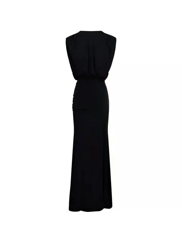 AMAZUIN Draped Maxi Dress - Black