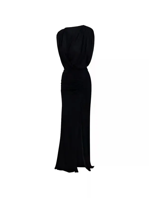 AMAZUIN Draped Maxi Dress - Black