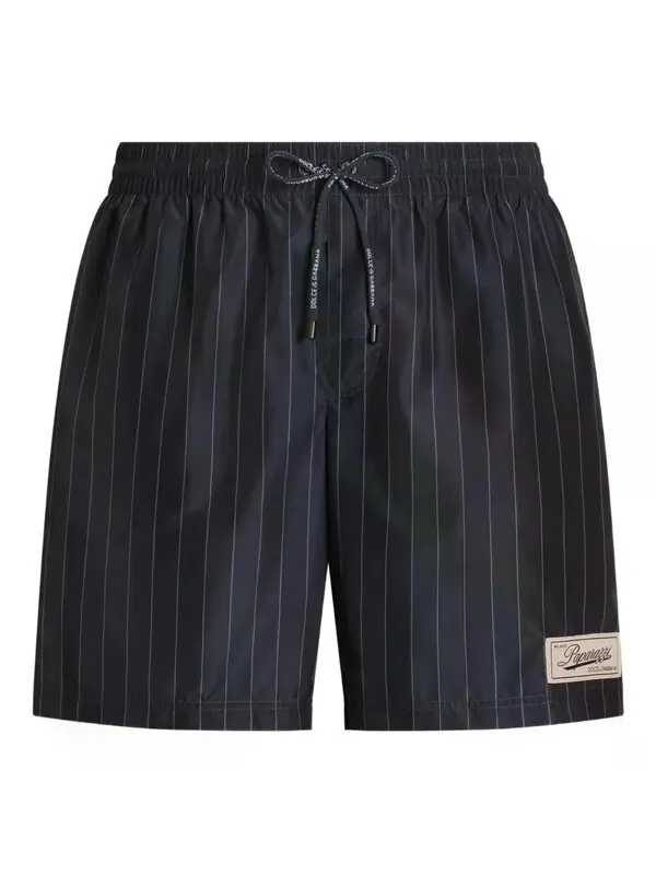 Dolce & Gabbana Striped-pattern Drawstring Swim Shorts - Black