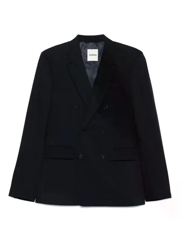 Sandro Double-breasted Suit Jacket - Blue