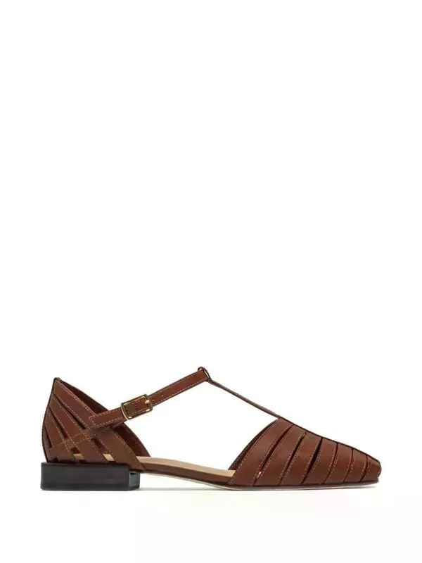 Bernardo Brighton T-strap Flat Pumps - Brown
