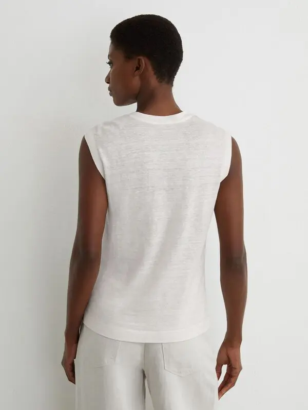 REISS Linen Twist-detail T-shirt - White