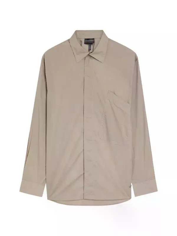 Emporio Armani Logo Embroidered Shirt - Neutrals
