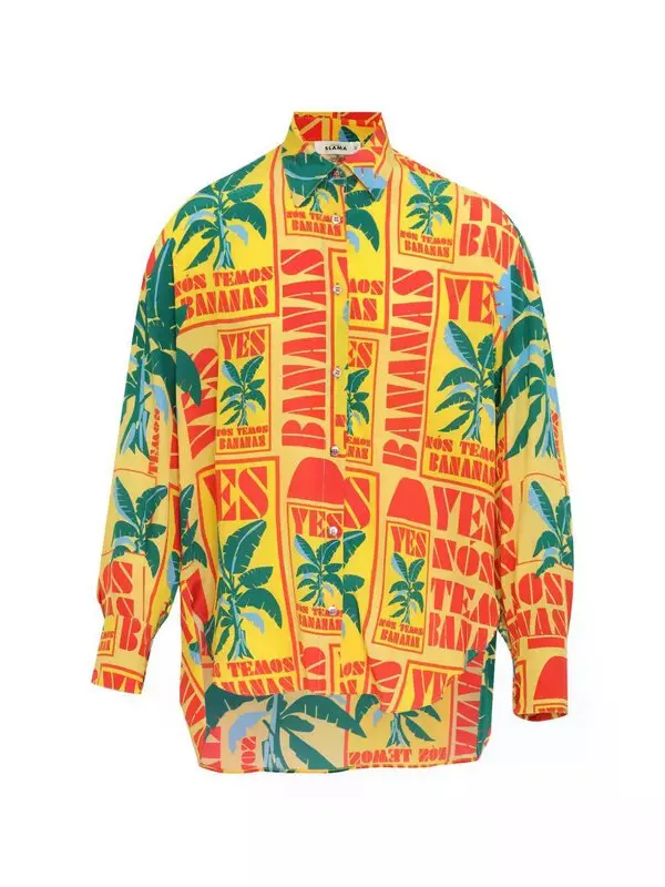 AMIR SLAMA Palm-print Shirt - Yellow