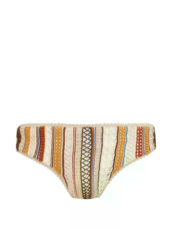 AMIR SLAMA Striped Crochet Swimming Trunks - Neutrals