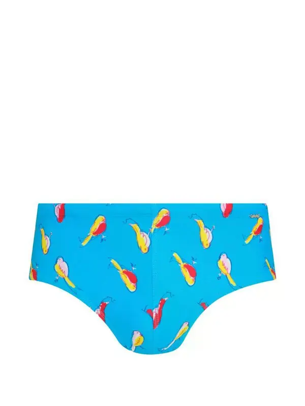 AMIR SLAMA Bird-print Swim Trunks - Blue
