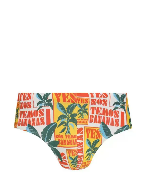 AMIR SLAMA Leaf-print Swimming Trunks - White
