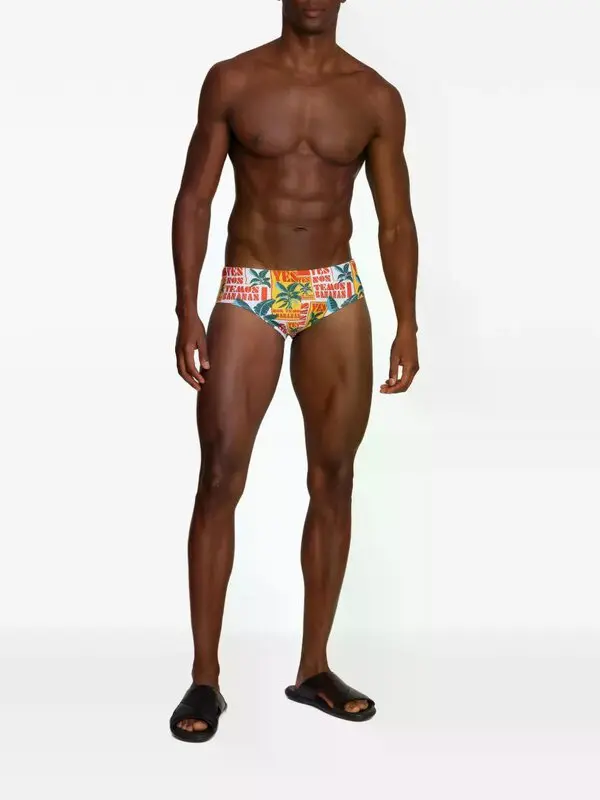 AMIR SLAMA Leaf-print Swimming Trunks
