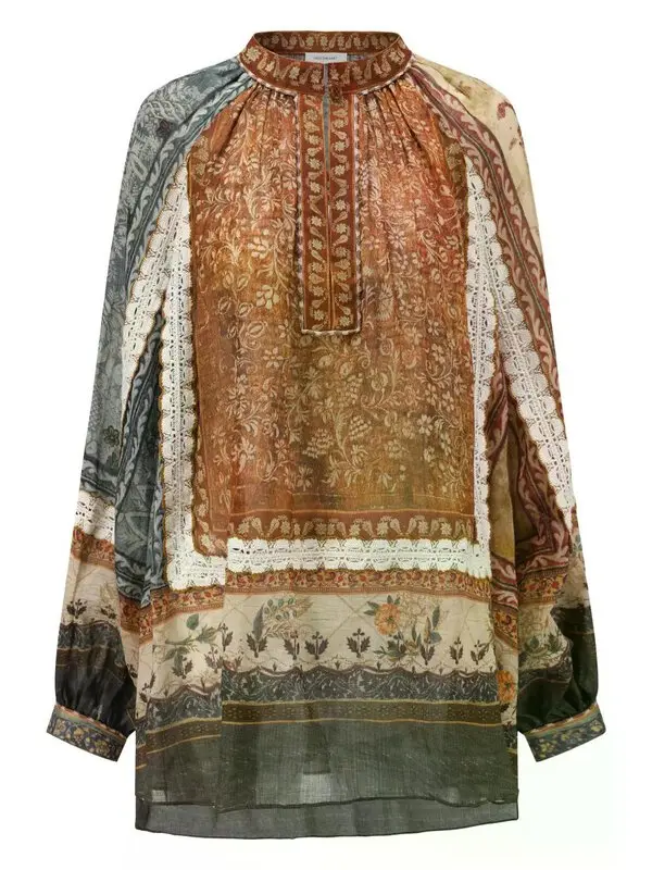 INTO THE EAST Patchwork-motif Top