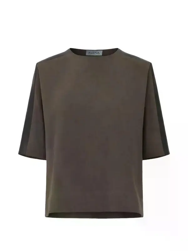 GLORIA COELHO Panelled Short-sleeve T-shirt - Brown
