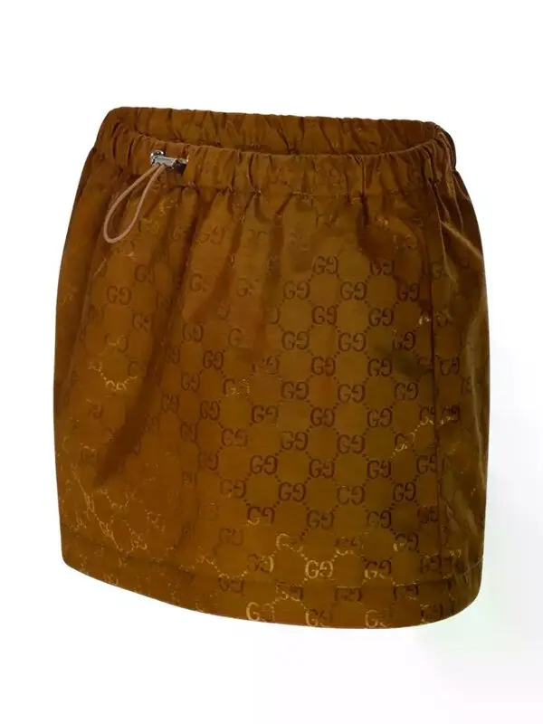Gucci Monogram Elasticated Mini Skirt - Brown