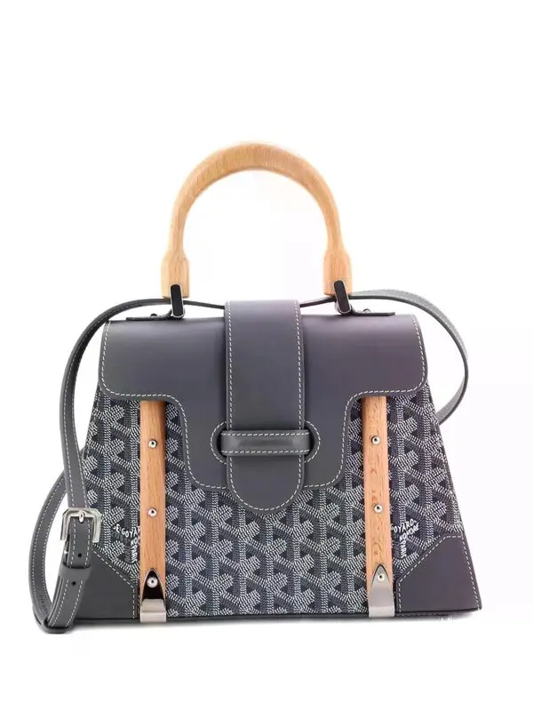 Goyard Saigon Top Handle Bag Coated Canvas With Leather Pm Satchel - Grey